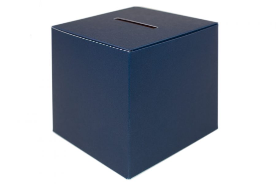 Square Money Box 100mm x 100mm - Fine Print Services Ltd